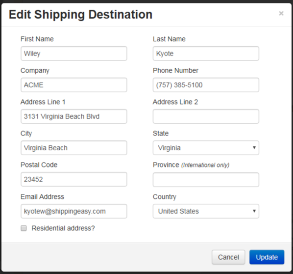 Edit an Address on the READY TO SHIP page How To – ShippingEasy